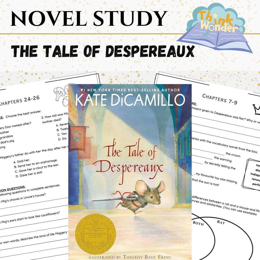 The Tale of Despereaux Novel Study: Elementary Literature Guide (PDF ...