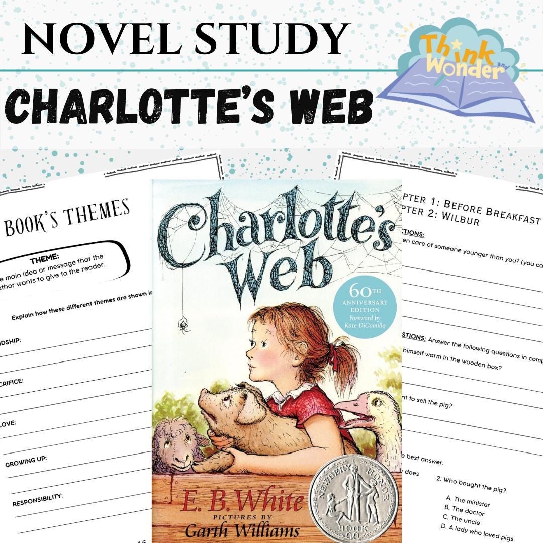 Charlotte's Web Novel Study: Elementary Literature (PDF) - Etsy
