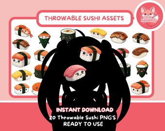 Cute Sushi 2D Throw Items, 2D Vtuber Stream Assets, Pngtuber, Vtuber ...