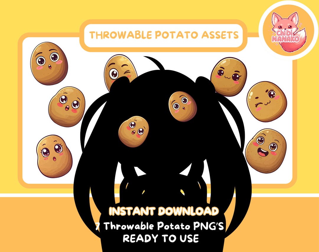 Cute Potato 2D Throwing Items, 2D Vtuber Stream Assets, Pngtuber ...