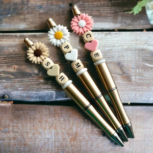 Beaded Flower Wedding Pen, Wedding Guest Book Pen, Initial Beaded ...