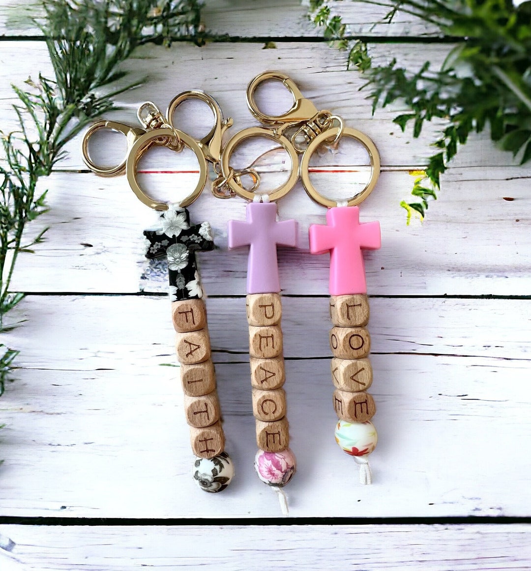 Religious Cross Keychain, Faith Christian Keyring, Spiritual ...