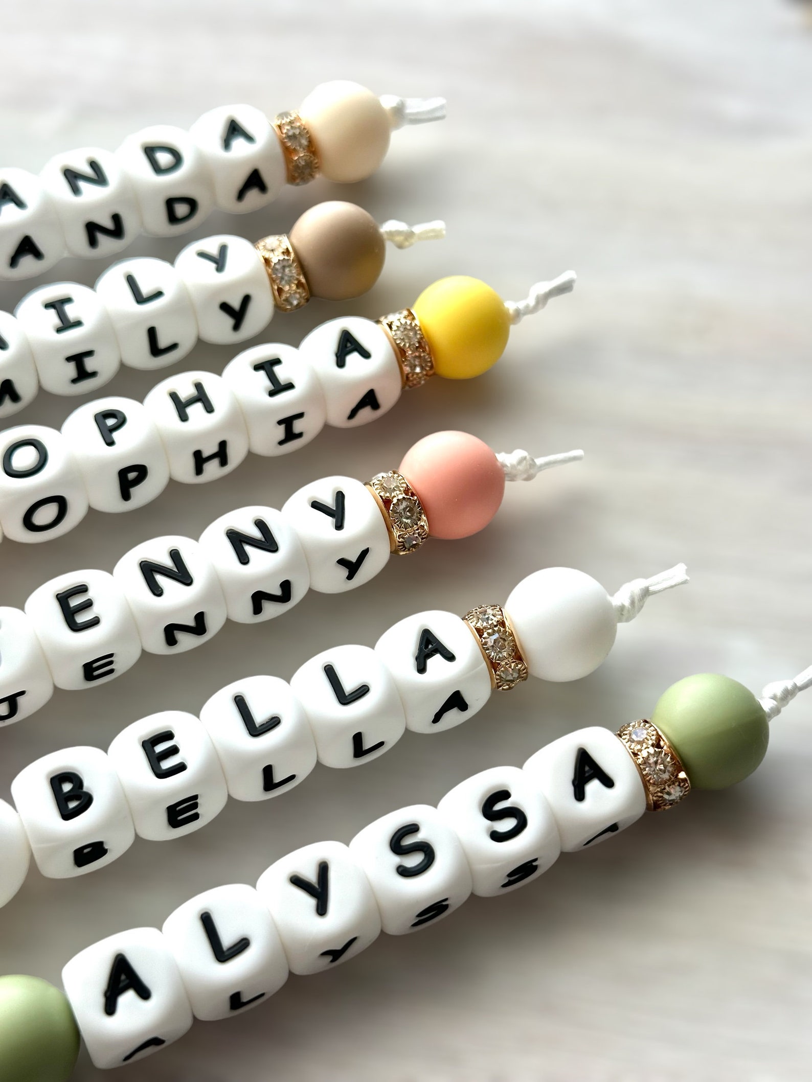 Beaded Silicone Name Keychains, Personalized Flower Name Tag, Custom ...