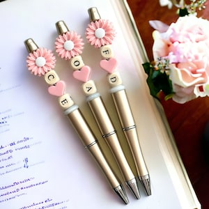 Beaded Flower Wedding Pen, Wedding Guest Book Pen, Initial Beaded ...