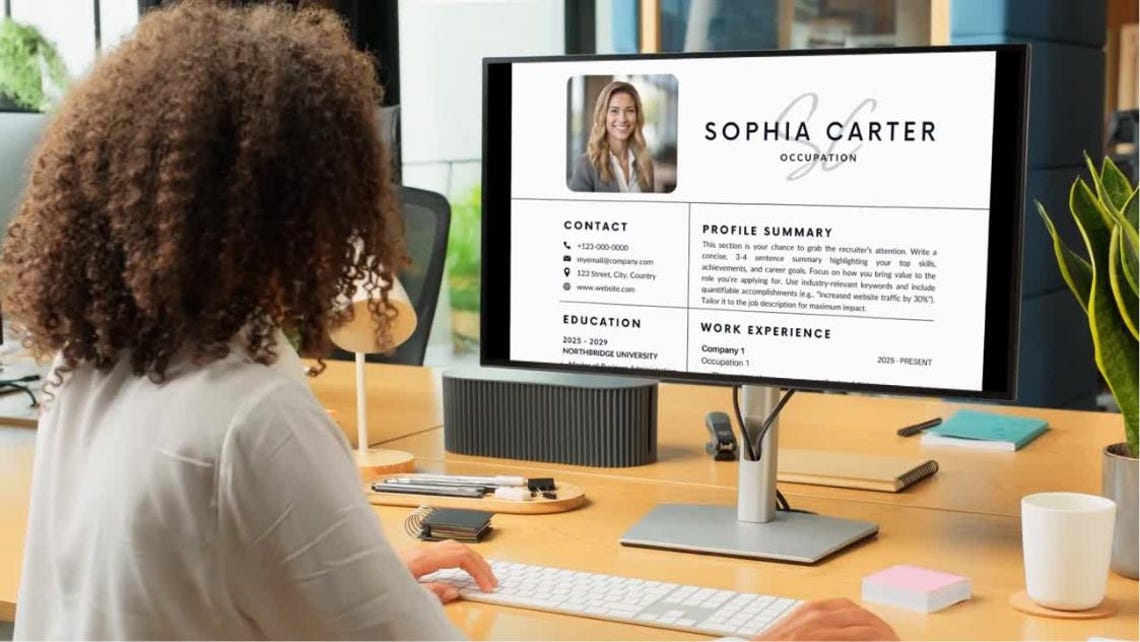 Professional Modern Resume Template Editable CV Design for Canva Job ...