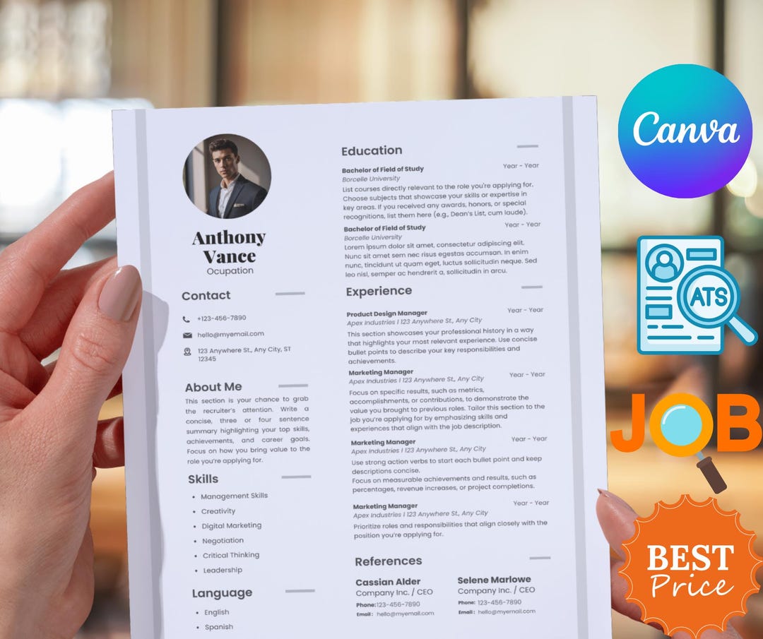 Resume Template With Border Design | Customizable & Ats-friendly for ...