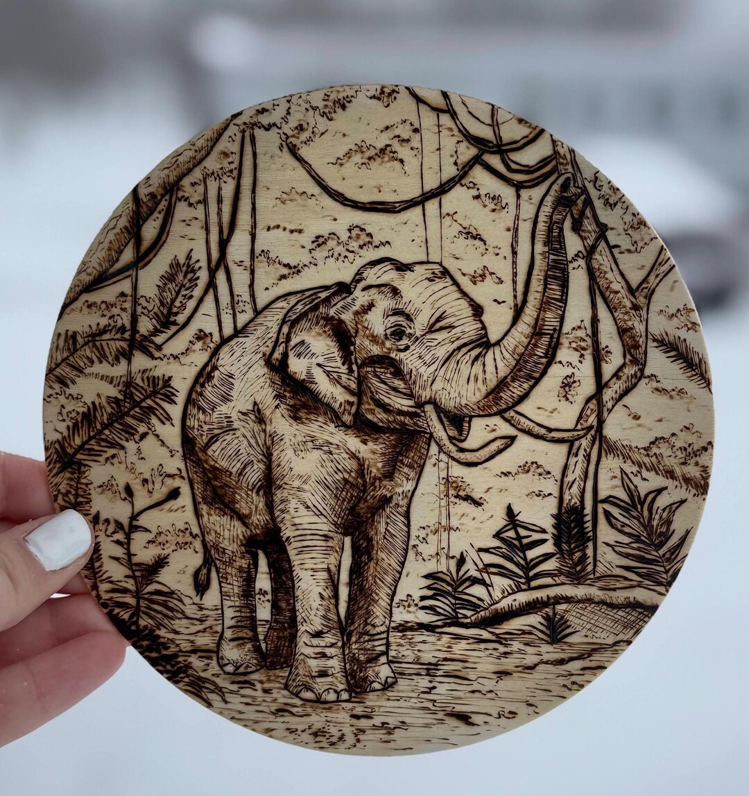 Elephant, Elephant Jungle, Wood Burning, Wall Décor, Wooden Wall Décor ...