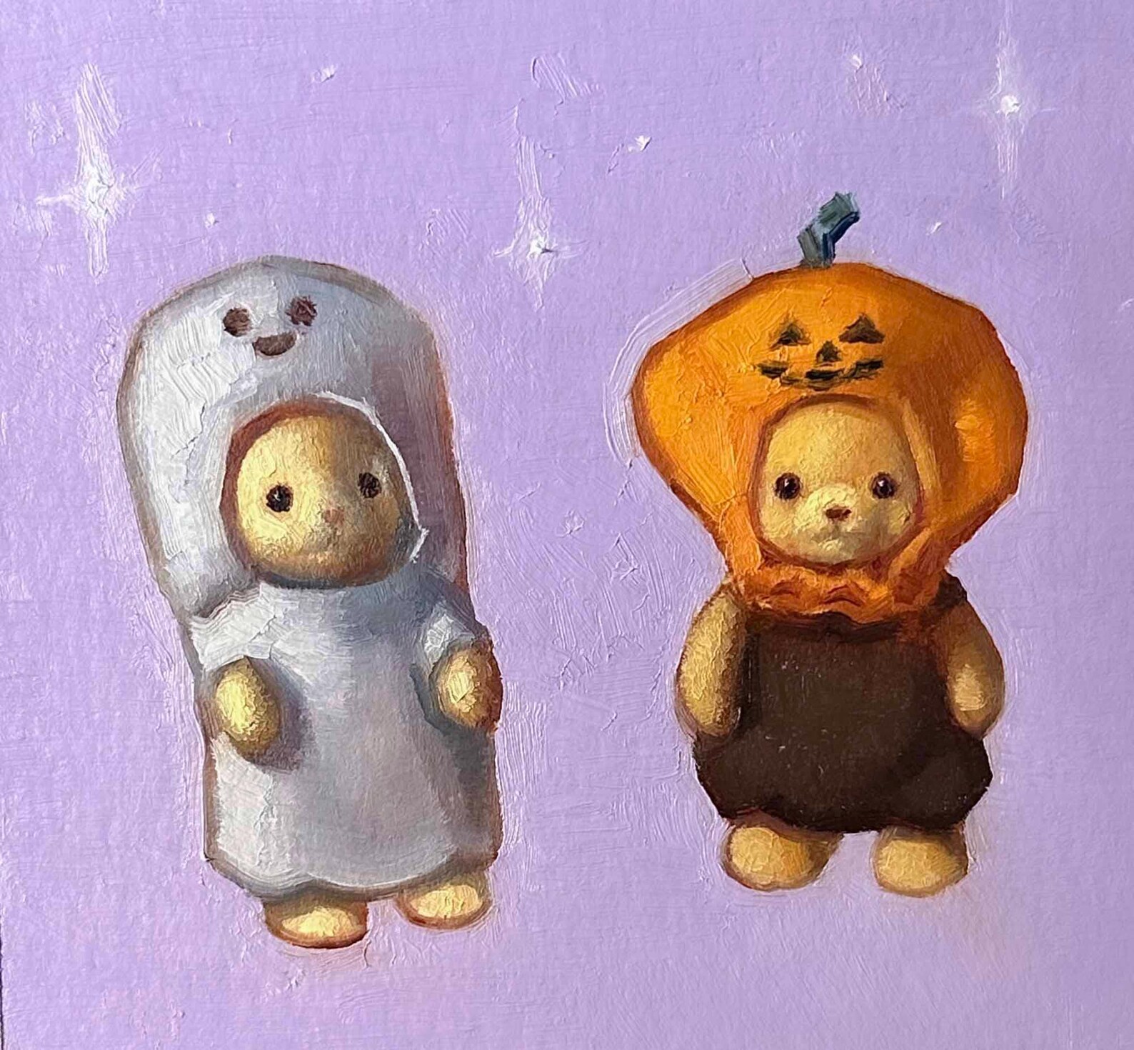 Pumpkin and Ghost Pals (oil Painting on Paper) - Etsy