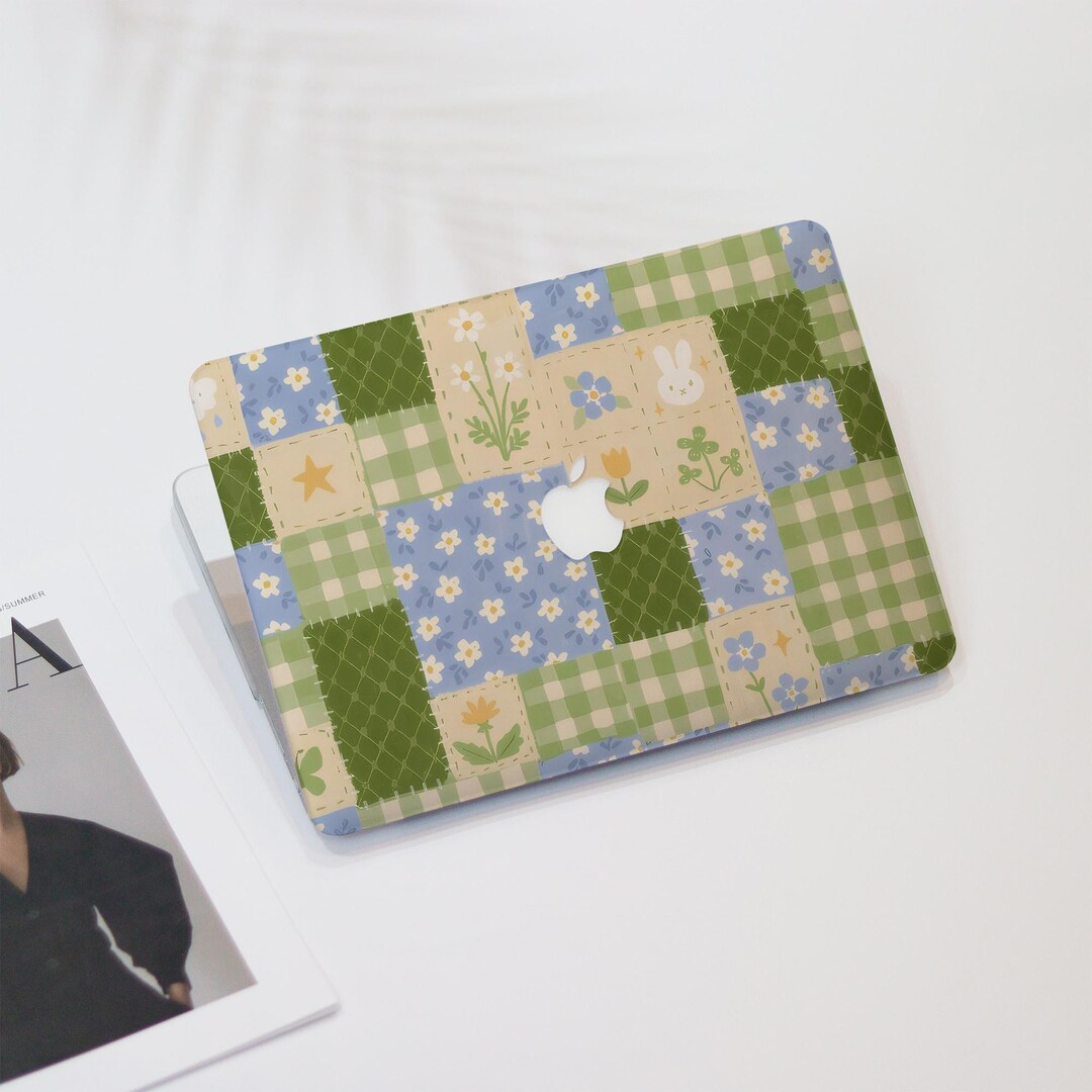 Cute Bunny & Floral Quilting MacBook Air Case | Hard Laptop Case for ...