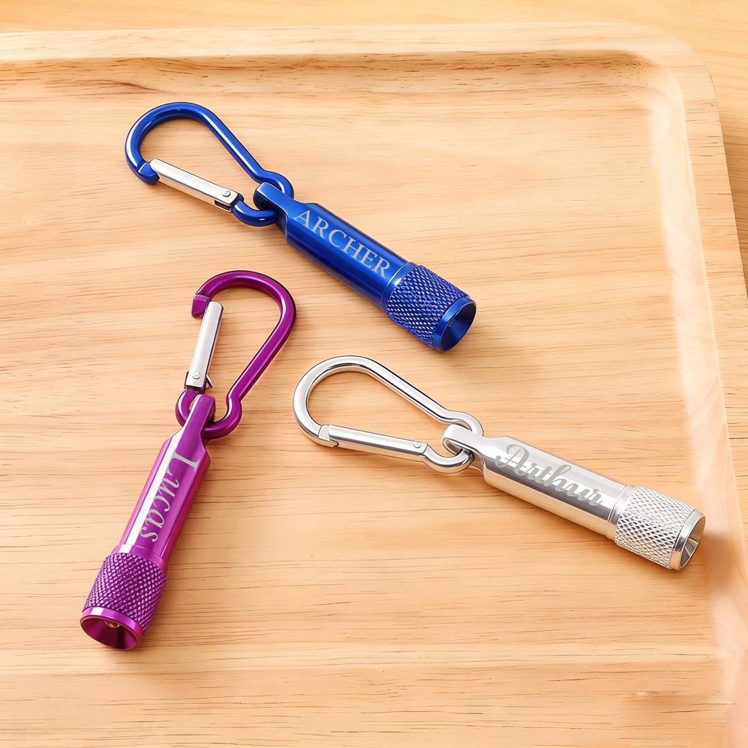 Personalized Mini Metal LED Carabiner Flashlight, Battery Powered ...