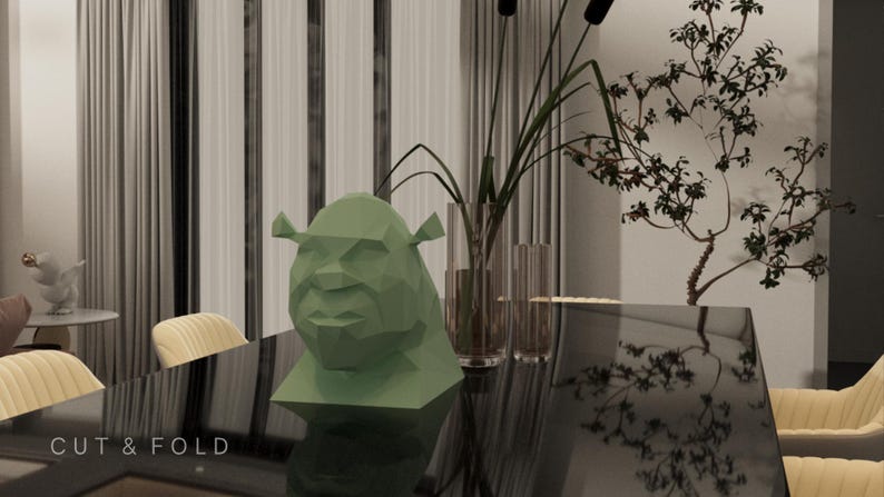 DIY Paper Shrek Head - Papercraft Template - Handmade Gift Shrek ...
