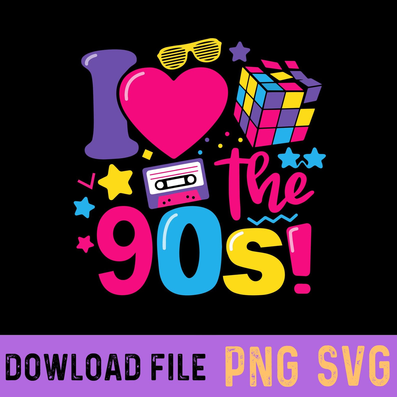 I Love the 90s Svg Png, Nineties Svg, 90s Birthday Retro Svg, 90s Retro ...