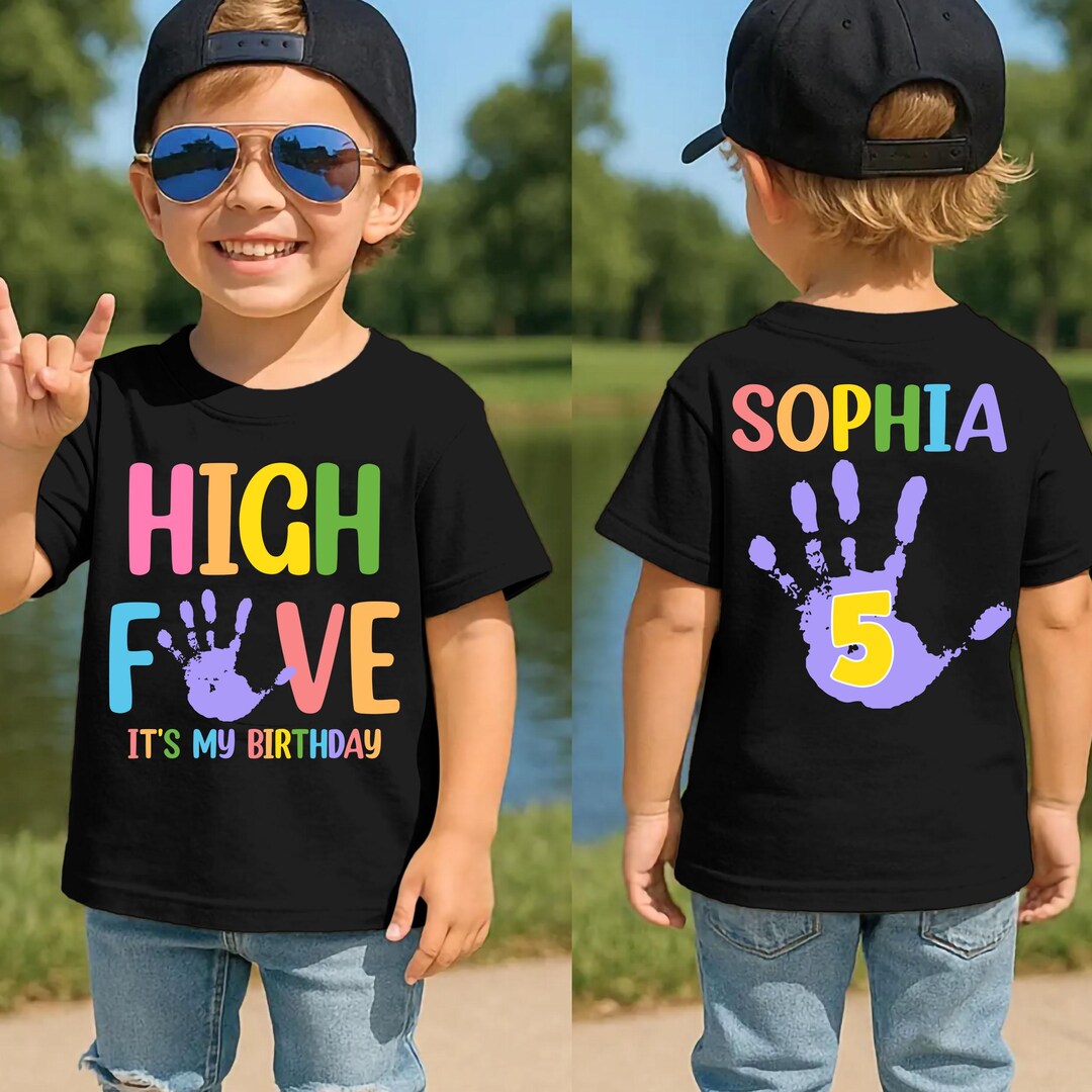 High Five Birthday T-shirt, 5th Birthday Shirt, It's My Birthday Shirt ...