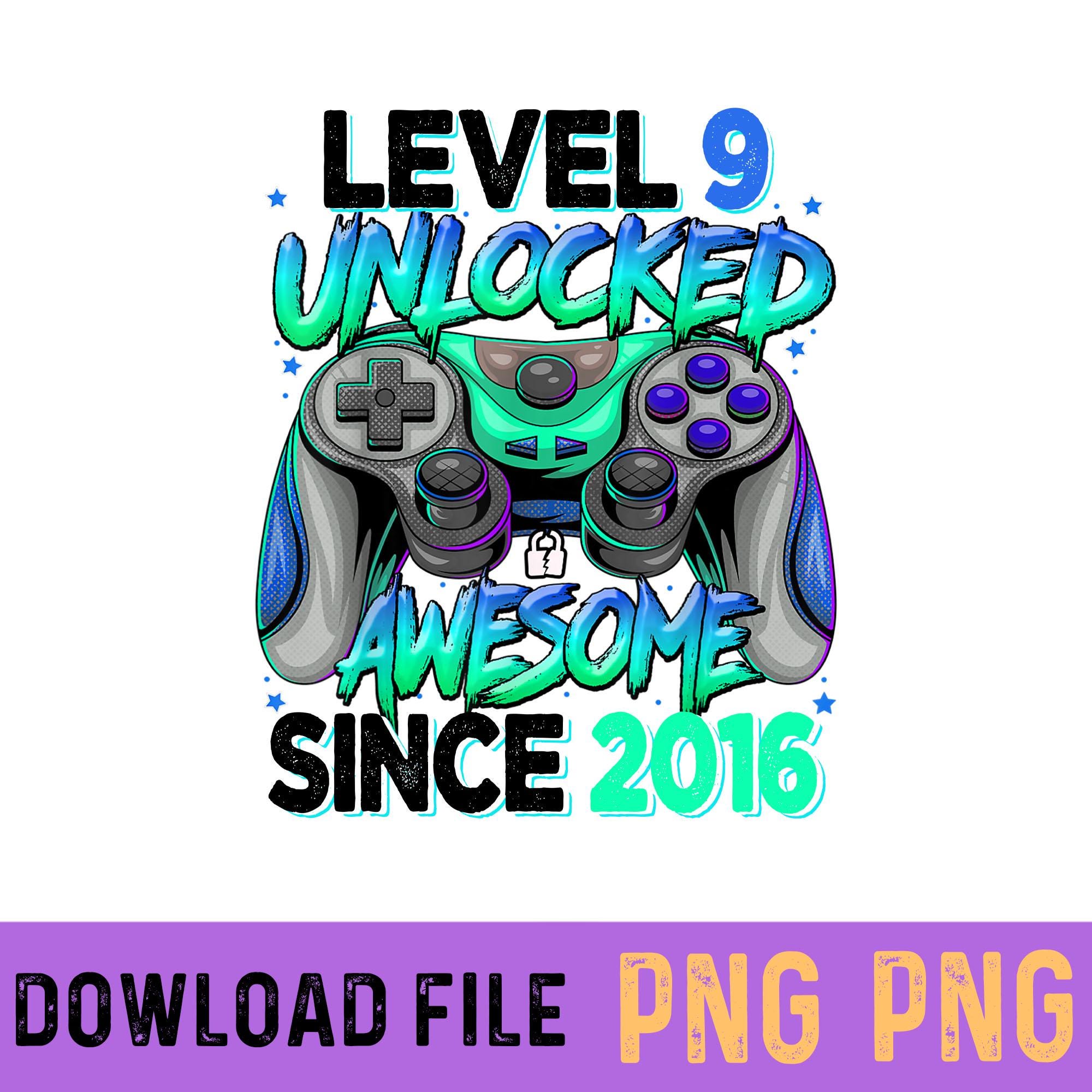 Level 9 Unlocked PNG, Boy Gamer Shirt, Unlocked PNG, 9th Birthday, 9 ...