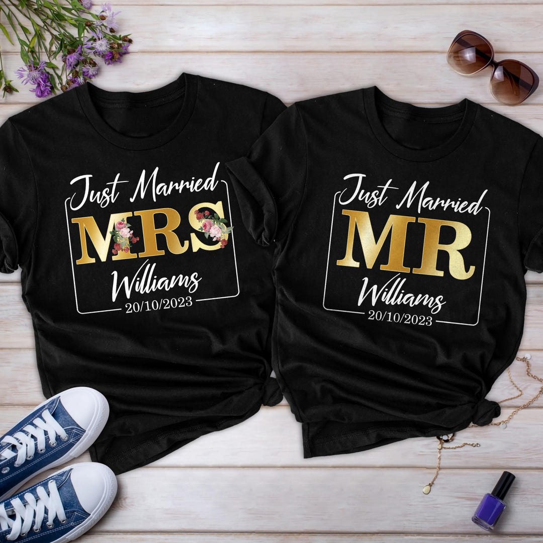 Personalized Mr. and Mrs. Shirt,custom Wifey Hubby Shirts,just Married ...