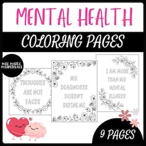 Mental Health Awareness Coloring Pages With Floral Theme - Etsy