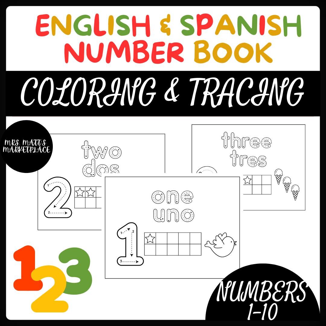 Bilingual Number Book 1–10 | English & Spanish Printable | Trace, Count ...