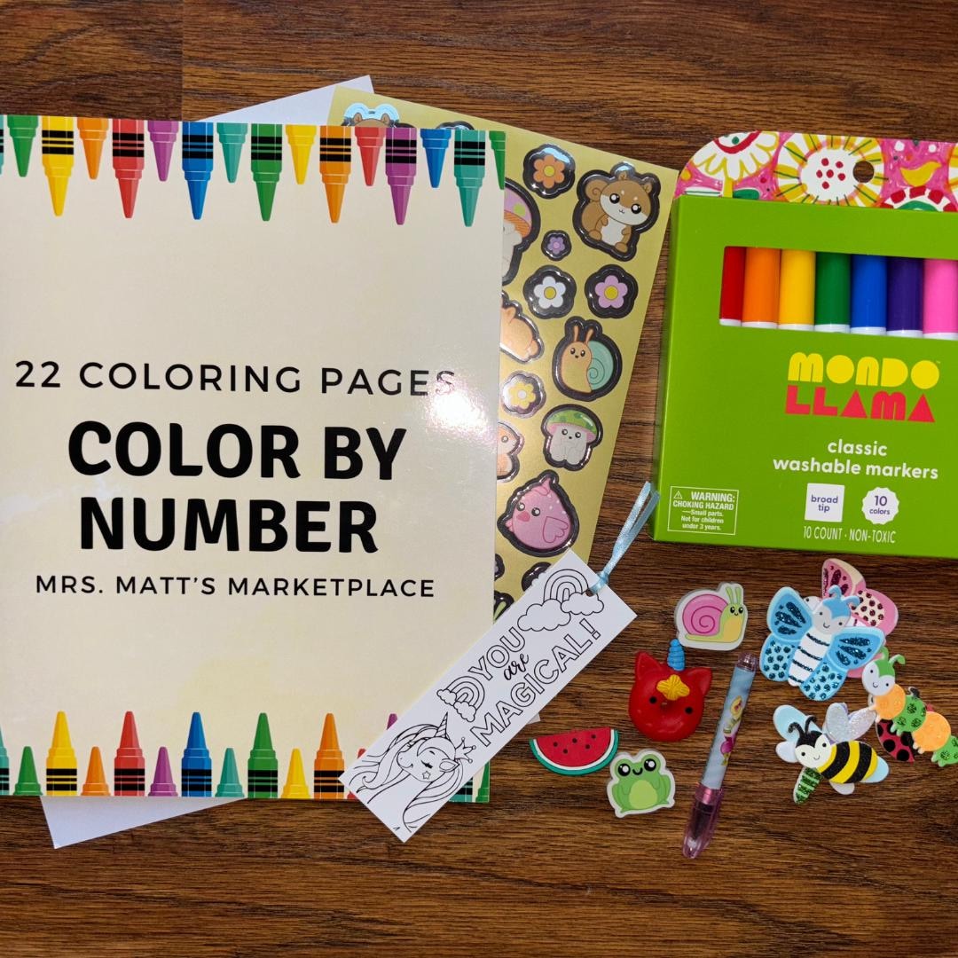 Color by Number Book for Kids – Activity Kit With Markers, Stickers ...