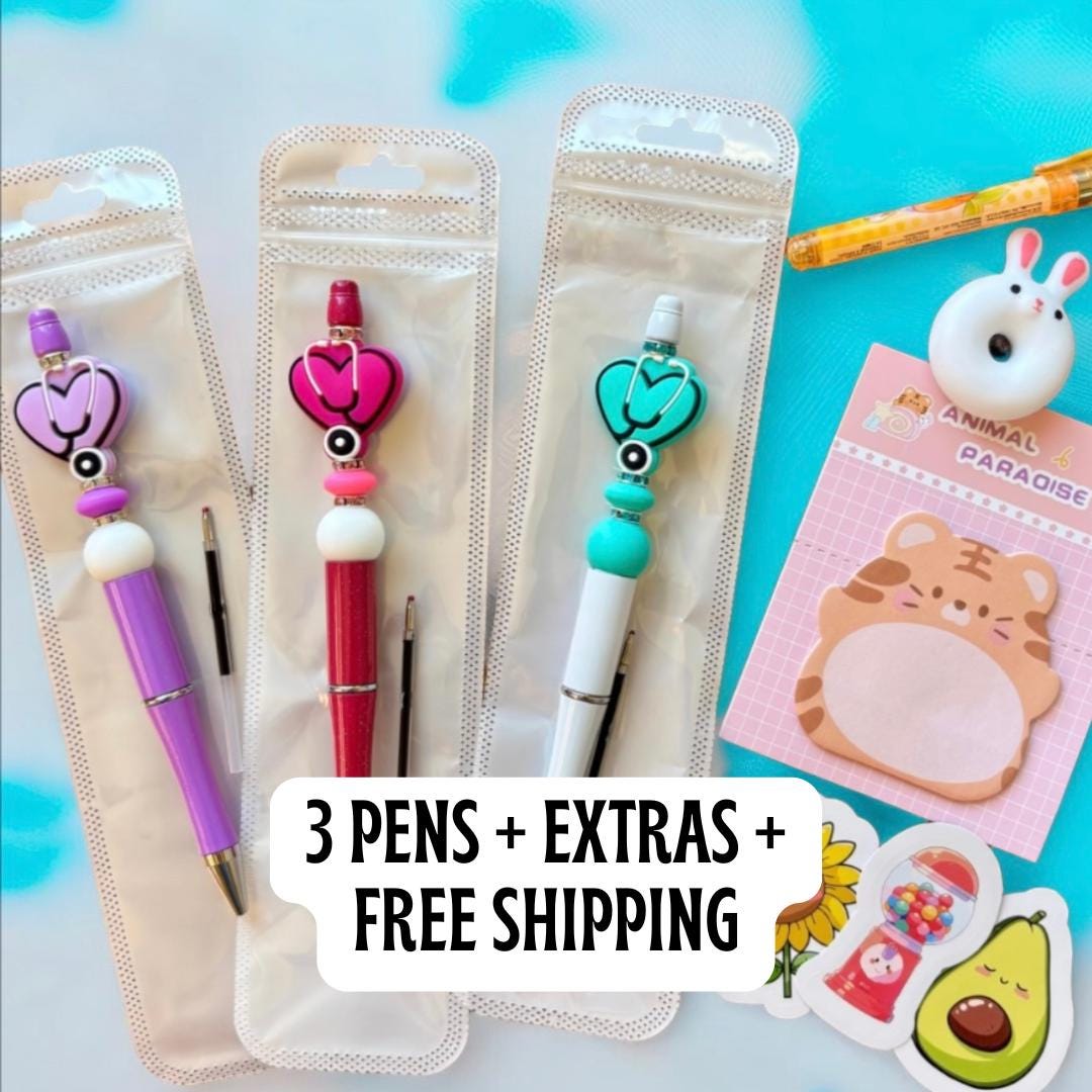 Nurse Pen Set Gift | Beaded Pens for Healthcare Heroes With Stickers ...