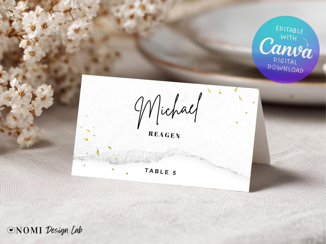 Editable Place Cards 60th Birthday | Elegant Name Card Printables ...