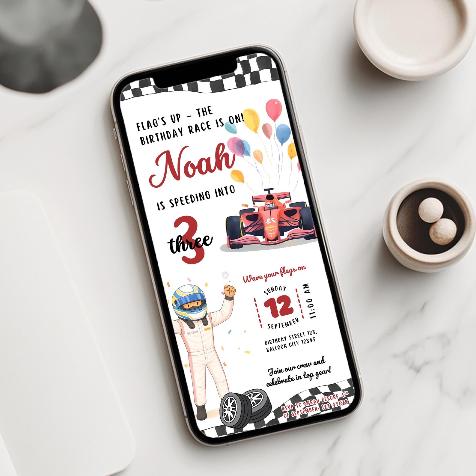 F1 Racing Birthday Invitation | Editable Car Race Theme Canva Template ...