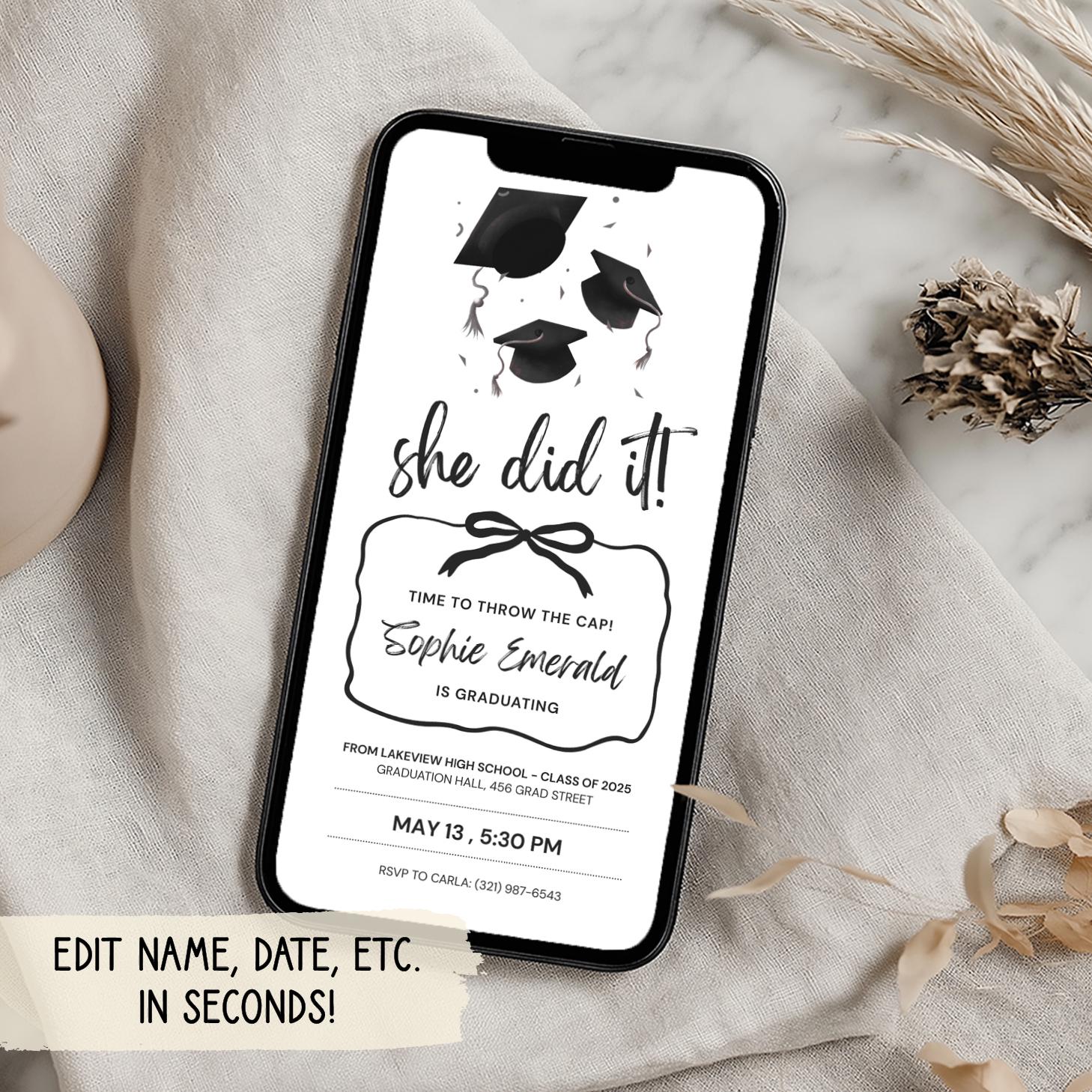 Personalized Graduation Invitation I Editable Graduation Invitation I ...