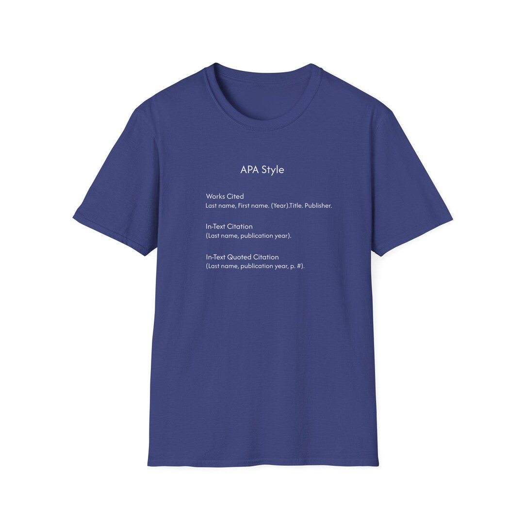 APA Works Cited In-text Citation Cheat Sheet Unisex Softstyle T-shirt ...