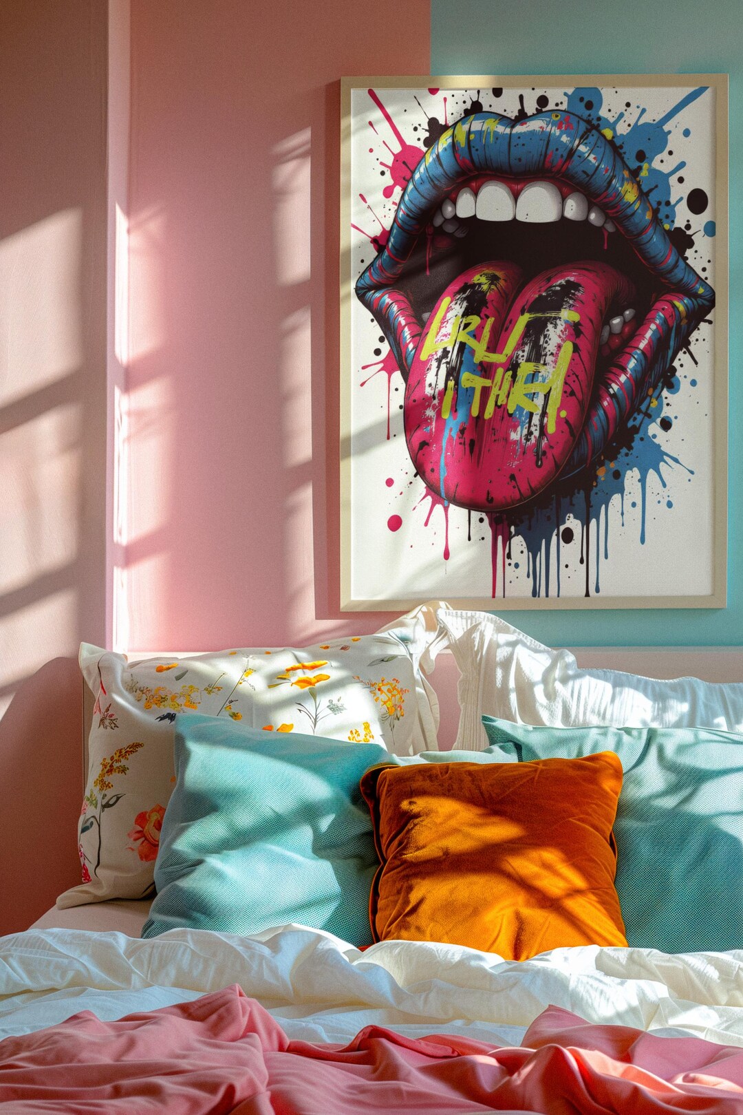 Bold Pop Art Lips | Graffiti-inspired Wall Art | Modern Street Art ...
