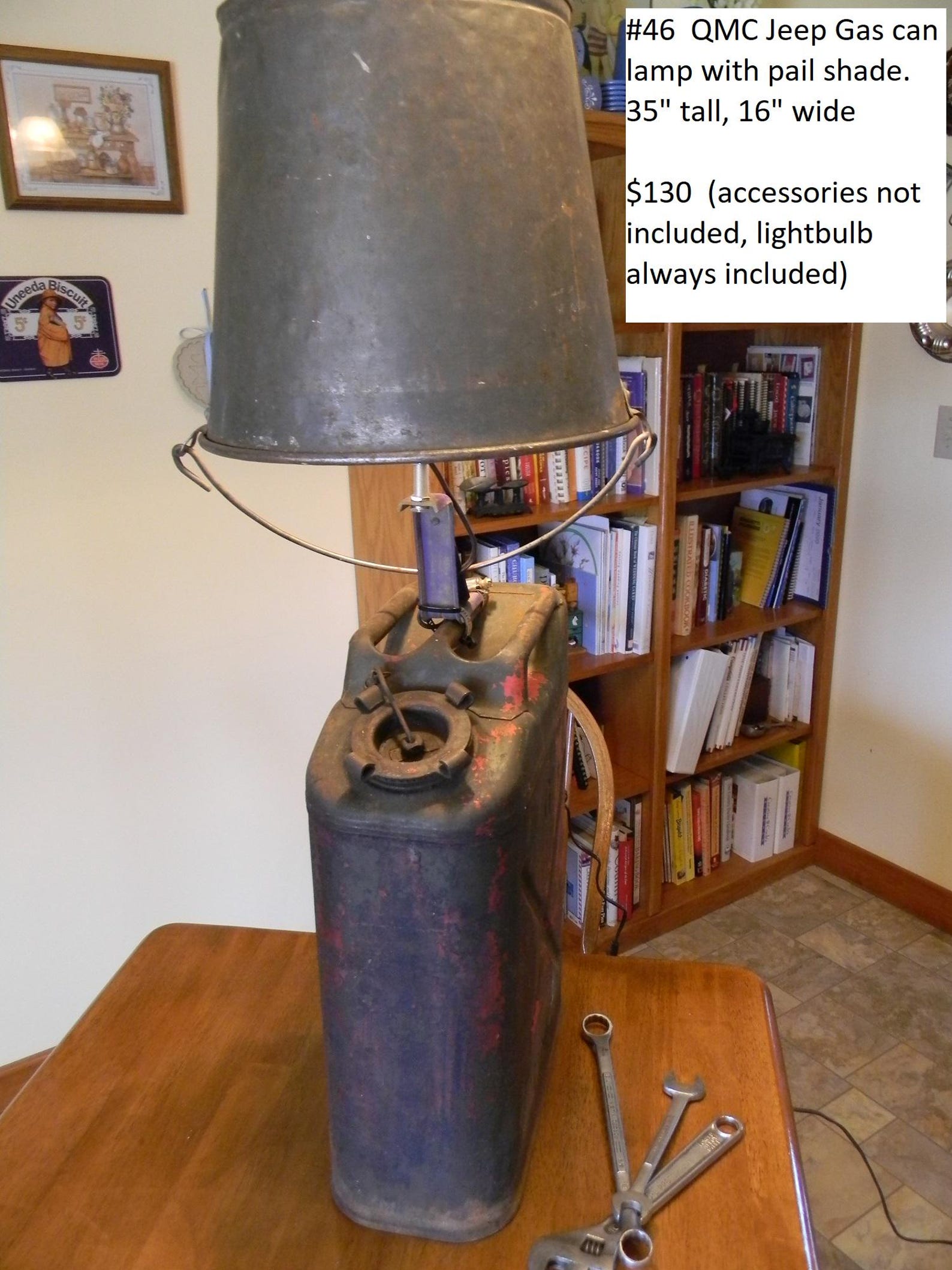 Vintage JEEP QMC Gas Can Lamp With Pail Bucket Shade - Etsy