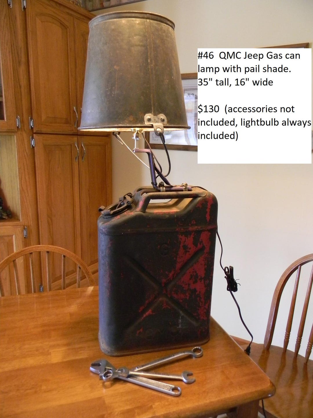 Vintage JEEP QMC Gas Can Lamp With Pail Bucket Shade - Etsy