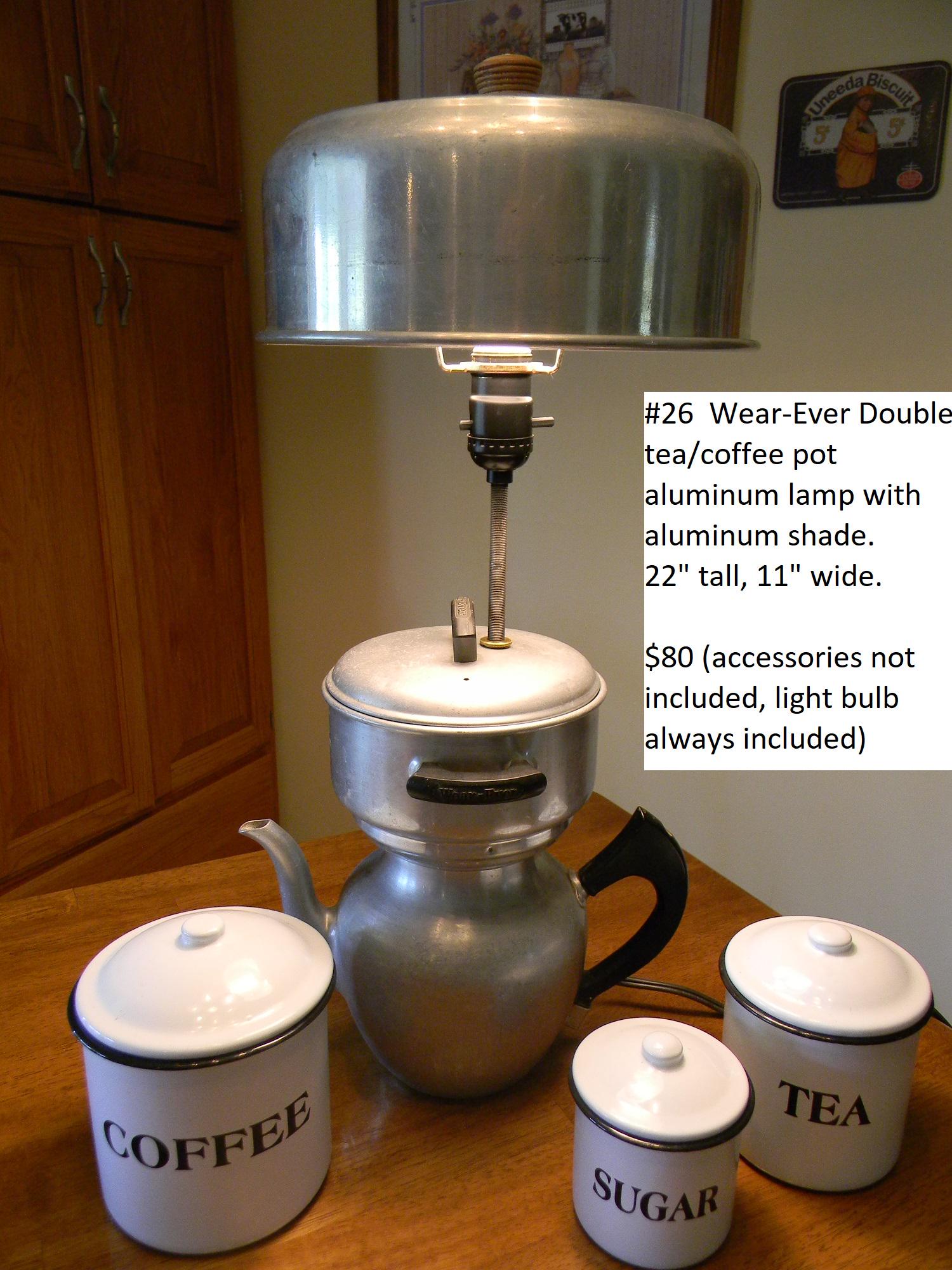 Vintage Repurposed Wear-ever Double Aluminum Tea/coffee Pot Lamp With ...