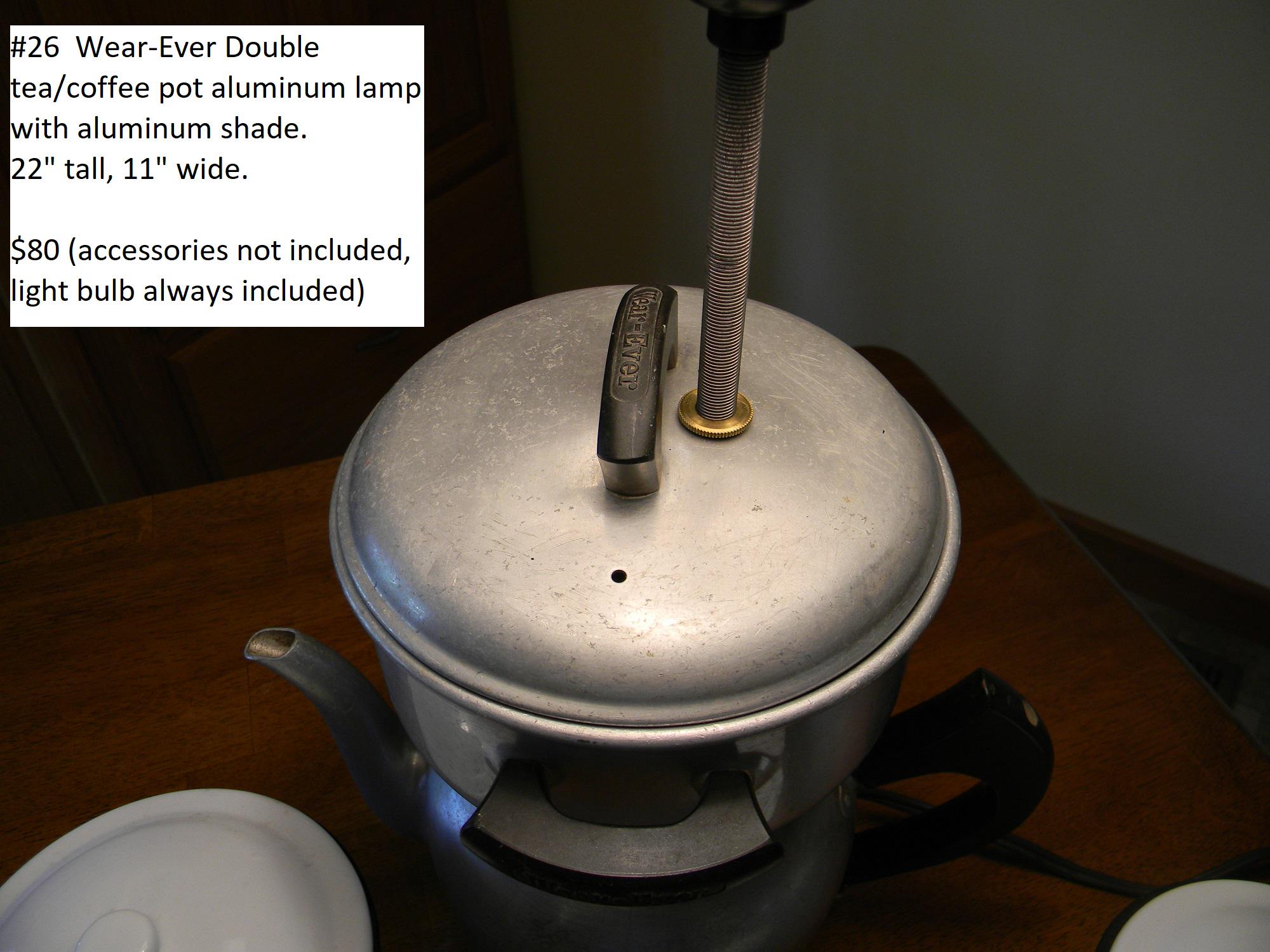 Vintage Repurposed Wear-ever Double Aluminum Tea/coffee Pot Lamp With ...