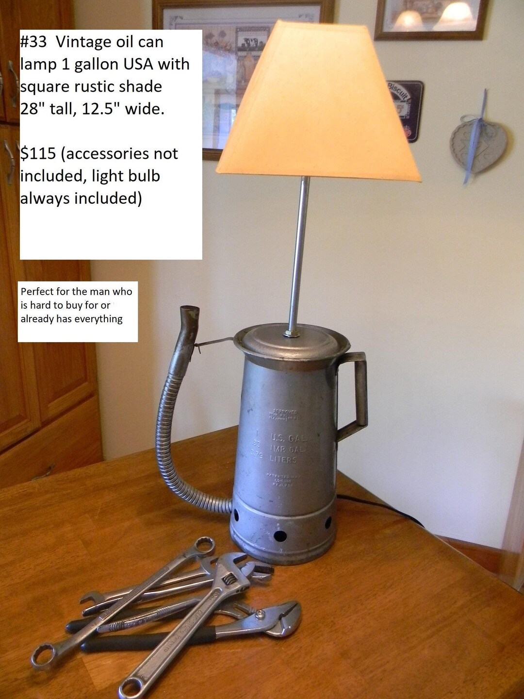 Vintage Rustic USA 1-gallon Oil Can Lamp With Square Shade. - Etsy