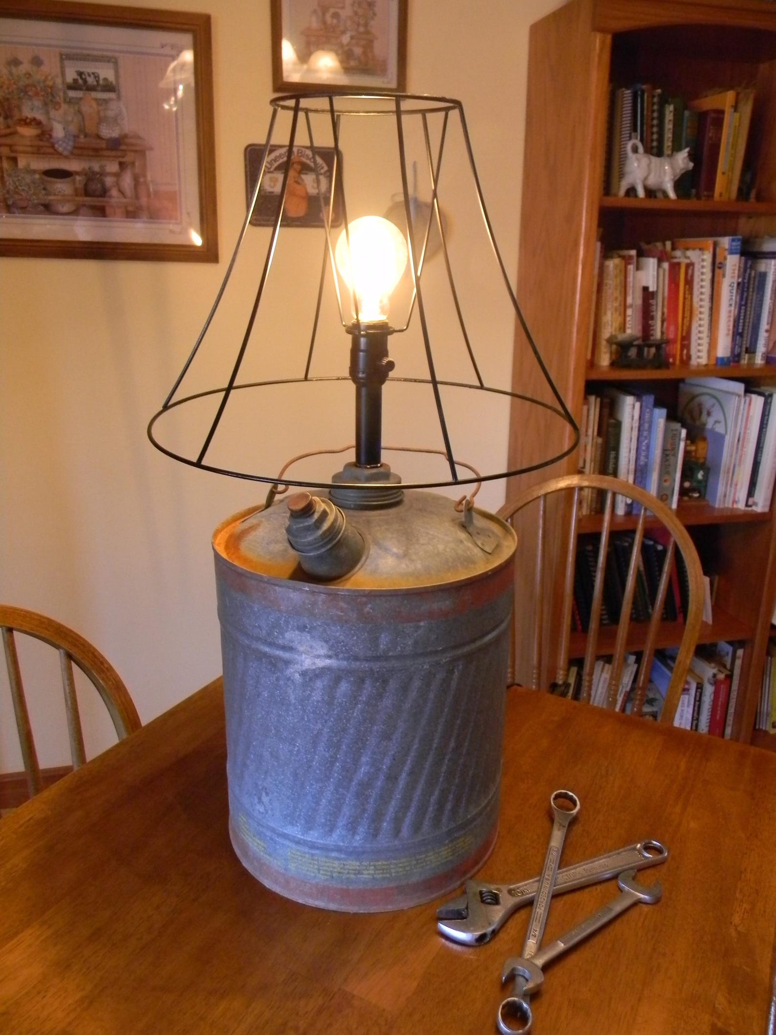 Rustic Vintage Gray Gas Can Lamp With Black Wire Shade. - Etsy