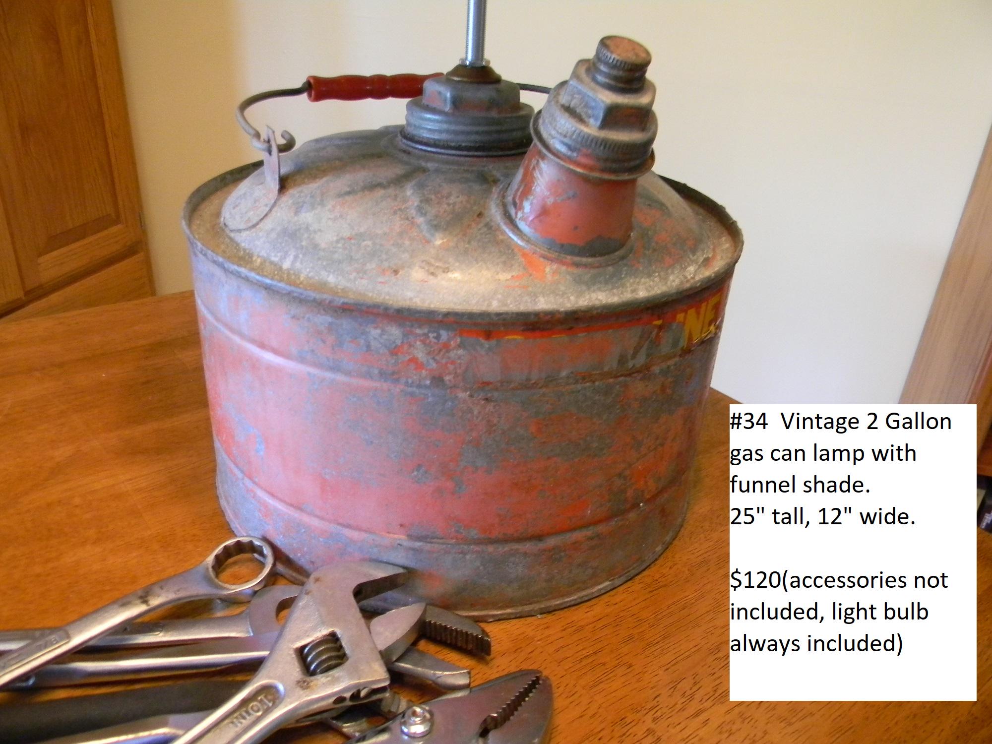 Vintage Rustic 2-gallon Gas Can Lamp With Funnel Shade. - Etsy