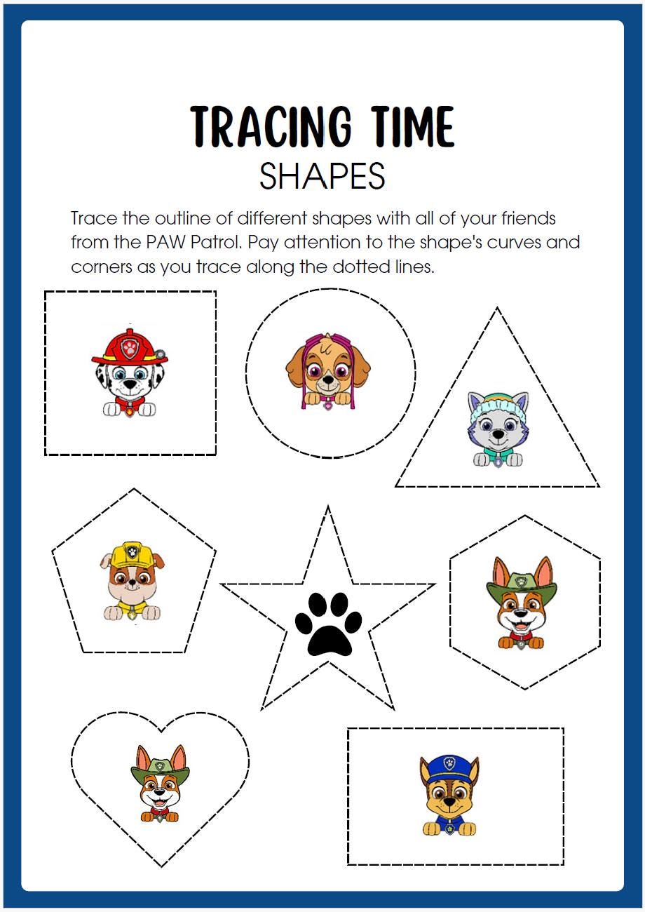 Paw Patrol Activity Book Coloring Tracing Counting for Kids Children ...