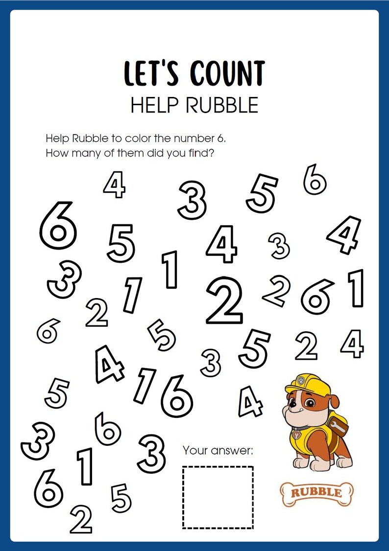 Paw Patrol Activity Book Coloring Tracing Counting for Kids Children ...