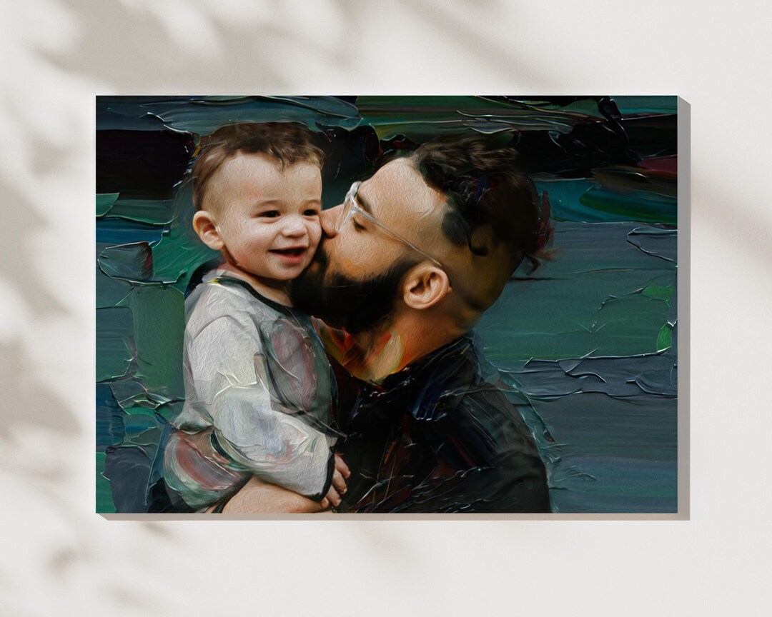 Father and Son Canvas Oil Painting Personalized, Perfect Fathers Day ...