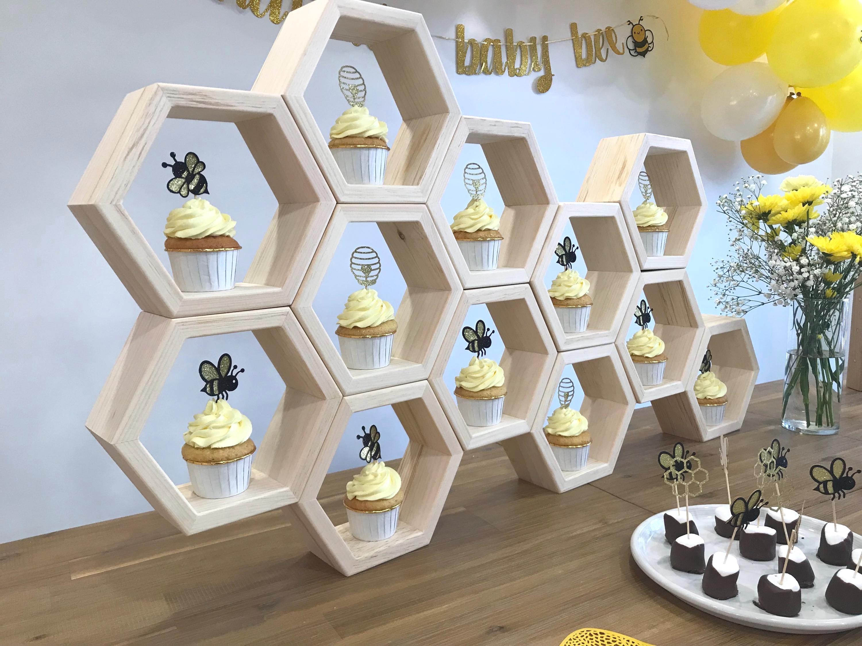 Honeycomb Cupcake Stand, Mommy to Bee, What Will Baby Bee, Baby Shower ...