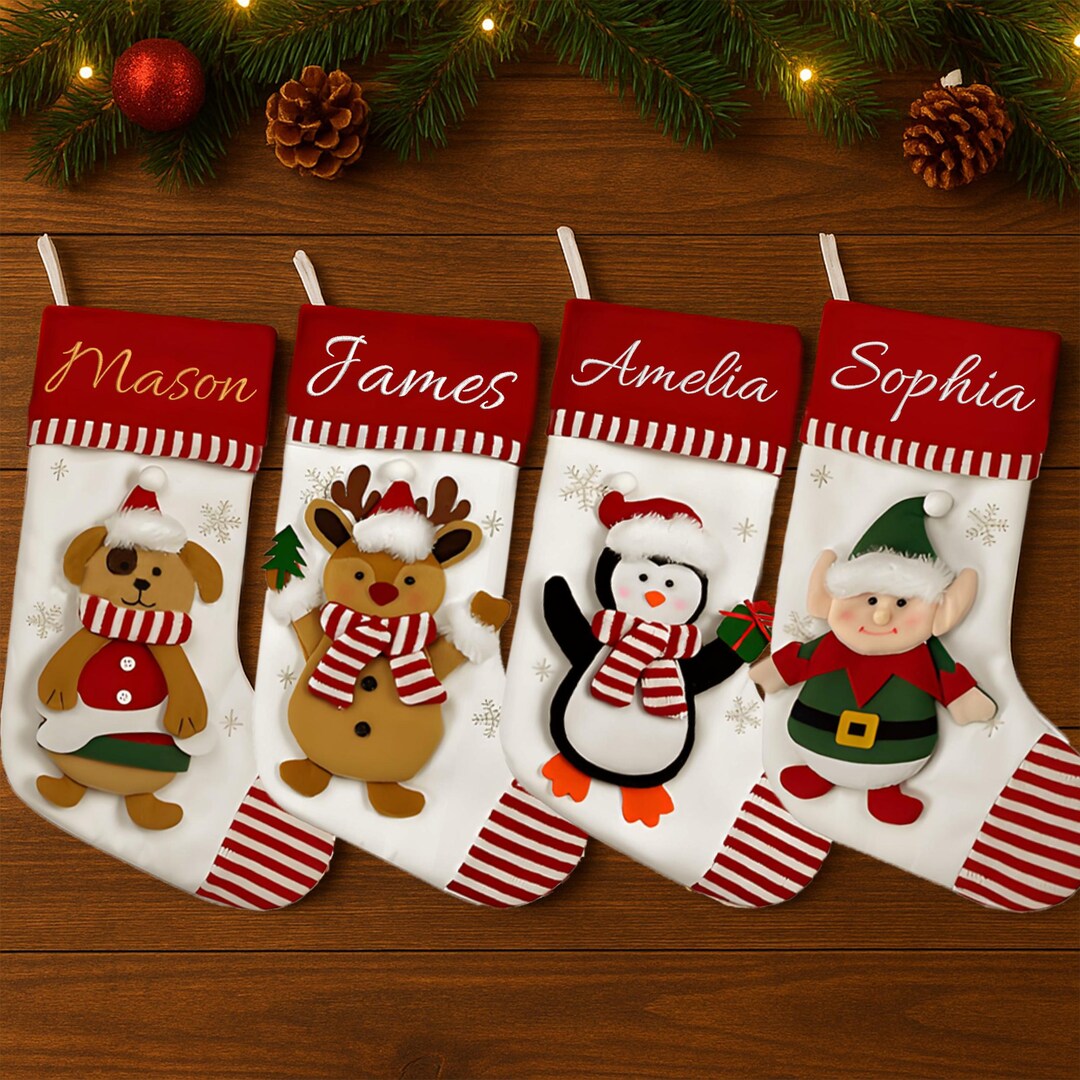 Personalized Family Christmas Stockings, Custom Embroidered Stocking ...