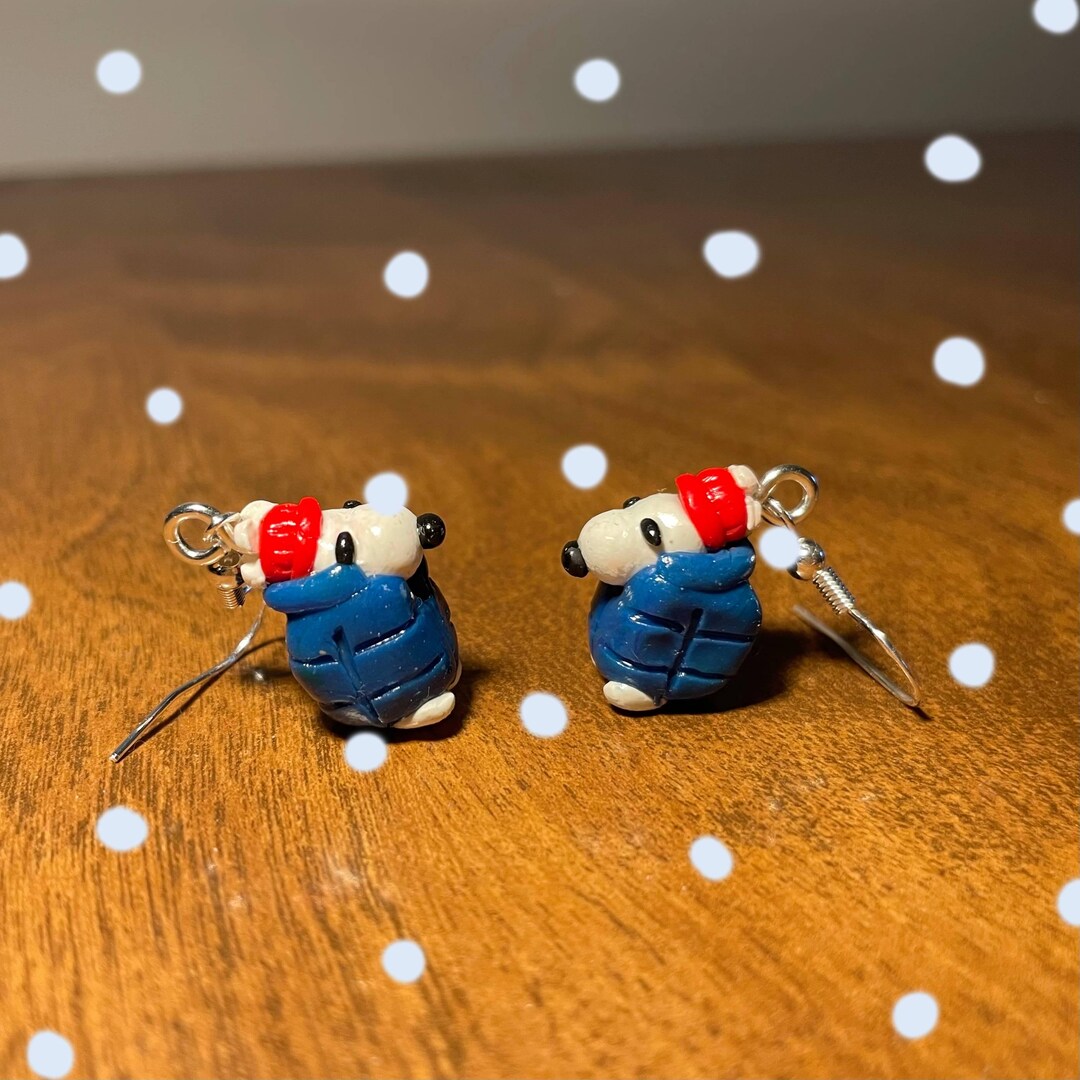 Puffer Jacket Dog Meme Polymer Earrings / Handmade Unique Winter Coat ...