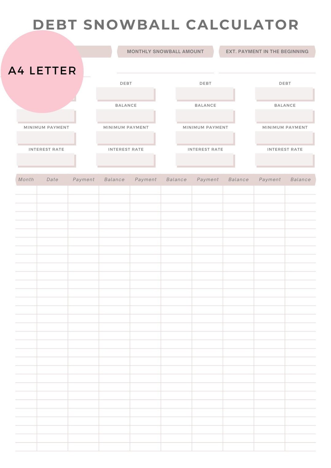 Debt Snowball Tracker, Debt Tracker, Debt Chart Debt Payoff Worksheet ...
