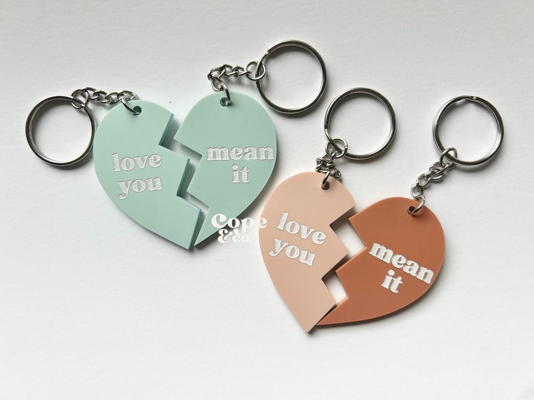 Love You Mean It Heart Acrylic Keychain | BFF Keychain | Broken Heart ...