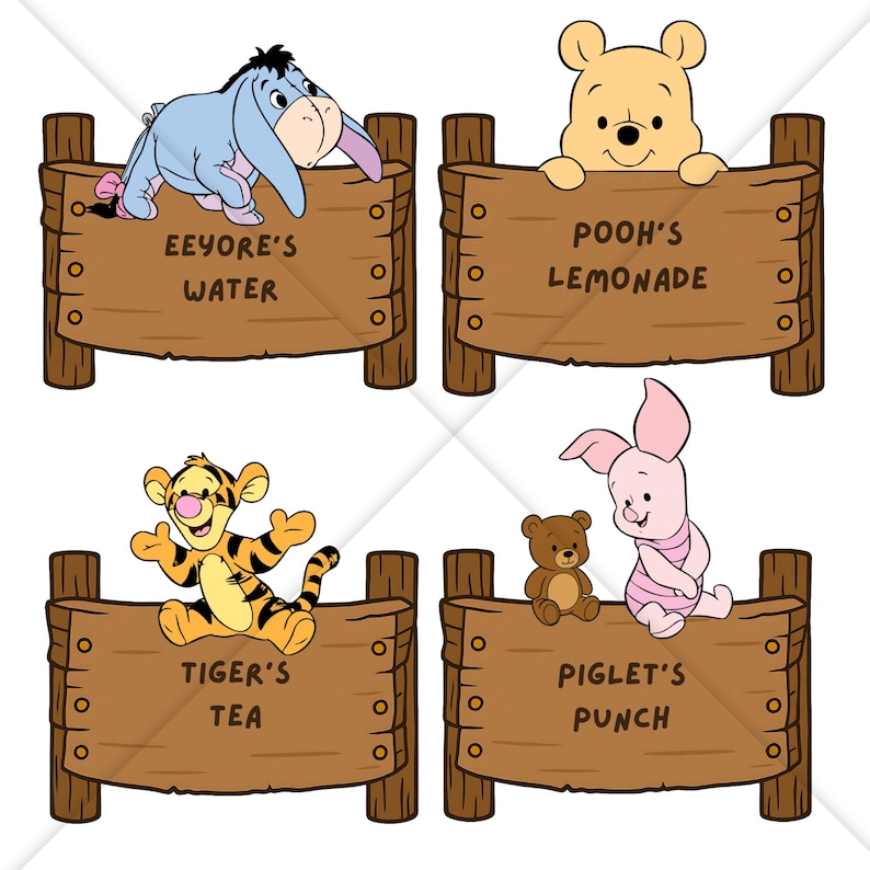 Baby Winnie the Pooh Kids Drink Labels Baby Shower, Tigger, Eeyore ...