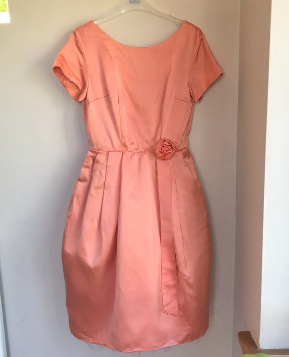 1980s Vintage peach dress - Peach 80s Prom Dress - Pe… - Gem