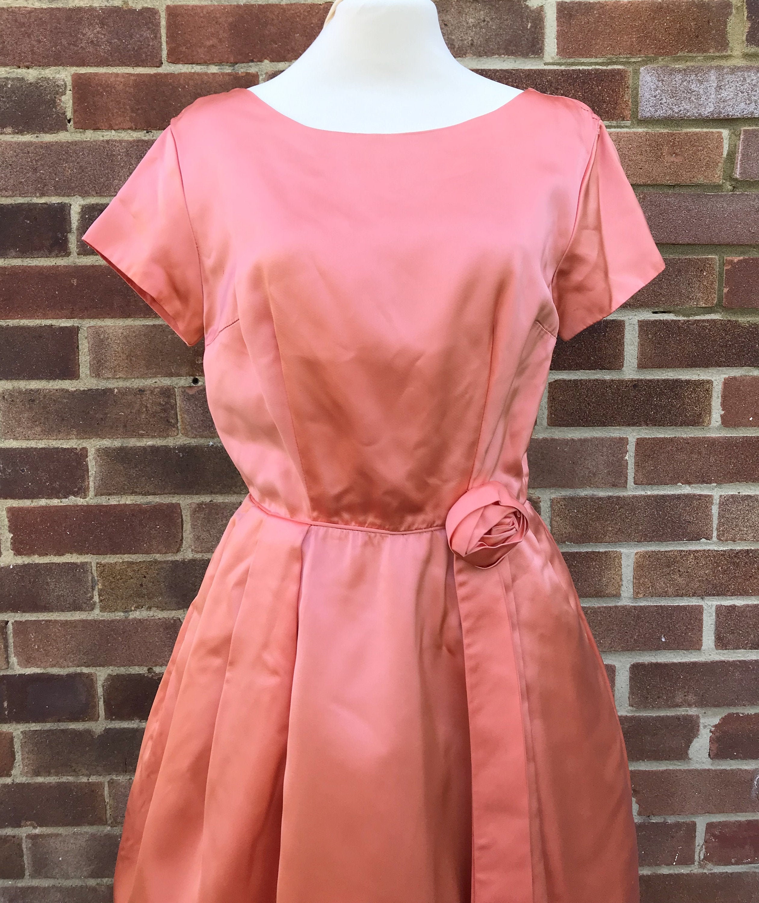 1980s Vintage Peach Dress Peach 80s Prom Dress Peach Satin - Etsy UK