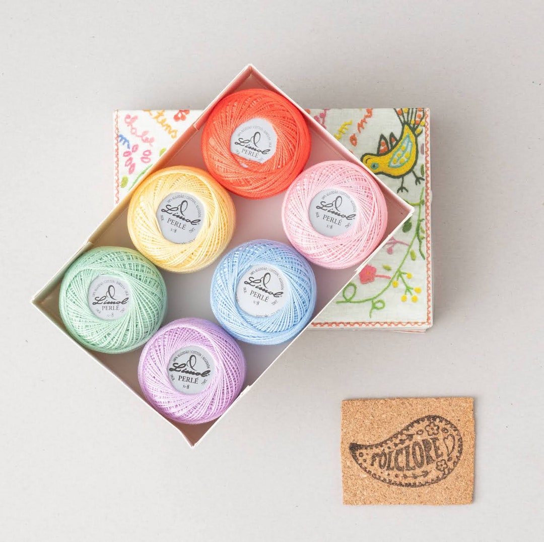 Set of Six Pearl Cotton Size 8 Balls in a Beautiful Box - Pastel ...