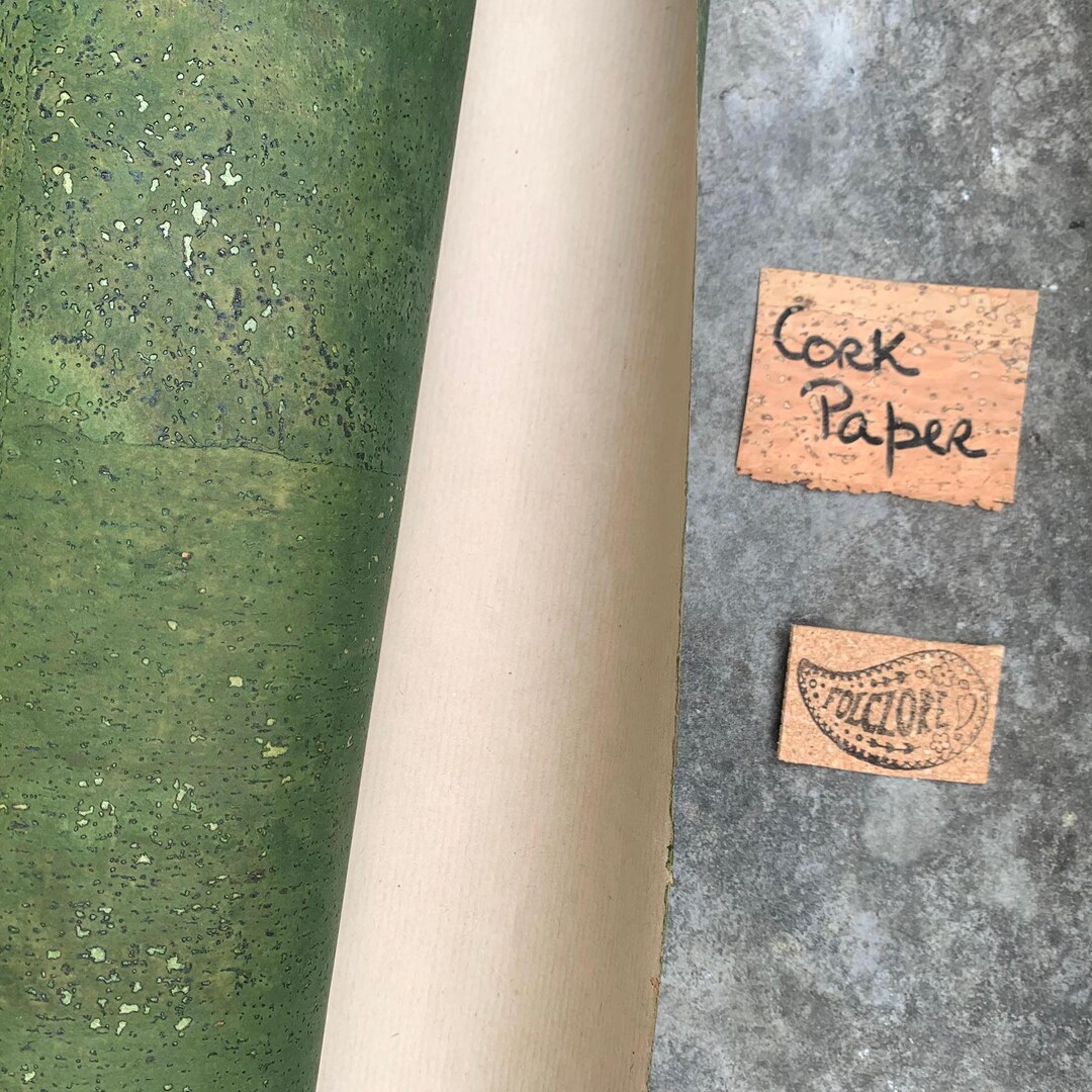 Green Cork Paper Sheet, Half Meter/yard. for Tags, Labels, Scrapbooking ...