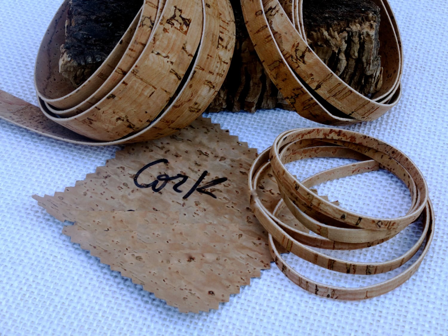 Natural Cork Strap 1cm Wide (3/8"), Pack W/ 2 Strips 1m/ (approx.) Yard ...