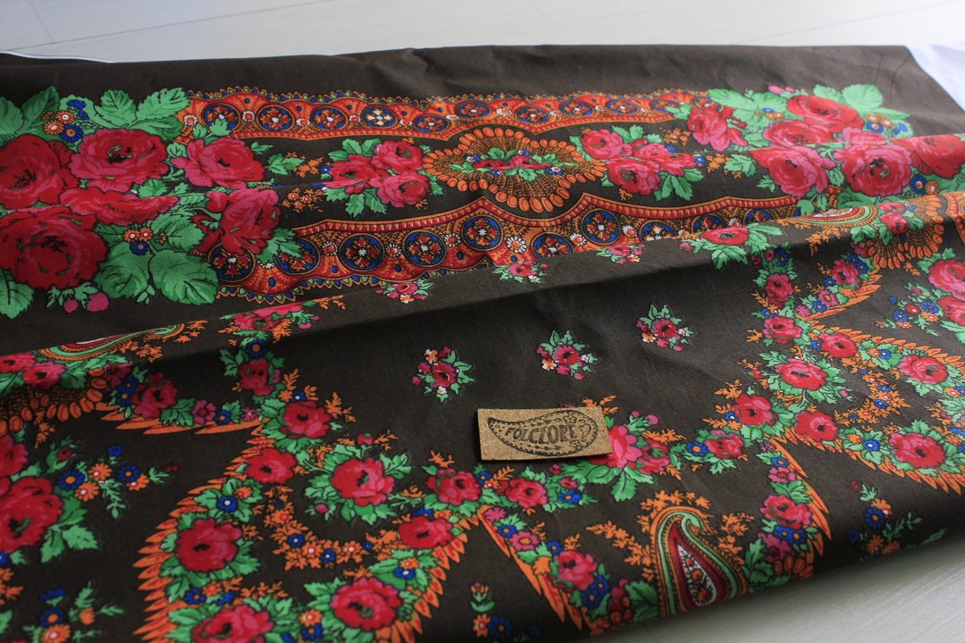 Portuguese Folk Shawl W/ Brown Paisley Pattern, Perfect for a Viana ...